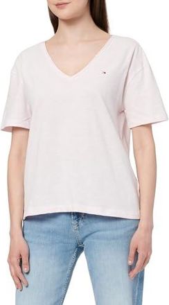 Tommy Hilfiger T-Shirt Manches Courtes Femme avec Col en V, Rose (Light Pink), XL