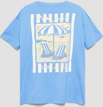 QS by s.Oliver Kurzarmshirt T-Shirt l&auml;ssiges Baumwollshirt mit Print