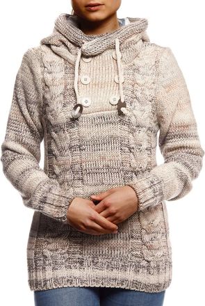 LEIF NELSON Damen Pullover mit Kapuze Slim Fit Longseleeve Schwarzer M&auml;nner Strickpullover Sweatshirt Winterpullover Kapuzenpullover Hoodie Pulli Langarm LN20227D