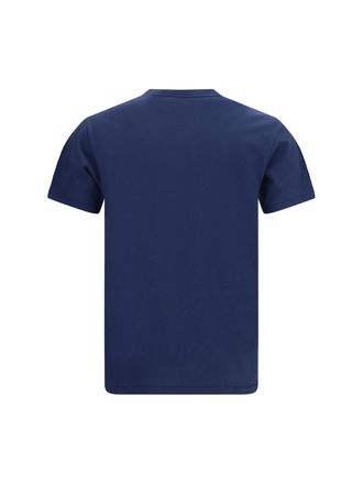 Kenzo Mens Tulip Embroidered Cotton T-Shirt Blue Black T-Shirts And Polos