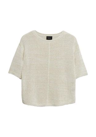 s.Oliver Kurzarmpullover Strickpullover Kurzarm-Strickpullover mit Glitzergarn