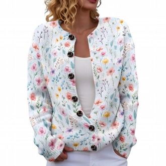 Generico Pull de Noël pour femme, pull de Noël drôle Cardigan en polaire Père Noël, doux et confortable avec impression tricotée, veste adaptée pour lautomne e