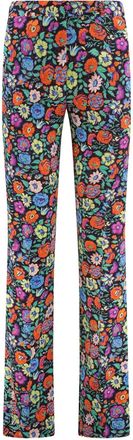 Etro Schmale Hose mit Blumen-Print - Schwarz