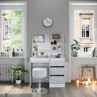 Vicco Schminktisch Sherry, Wei&szlig;, 90 cm mit Hocker