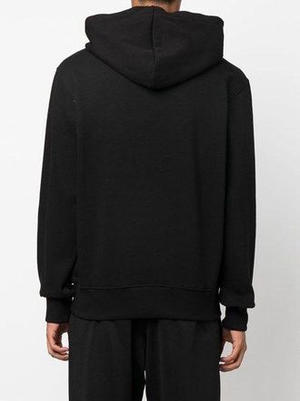 Versace Jeans Couture Mens Black Cotton Logo Details Hooded Sweatshirt Clothing