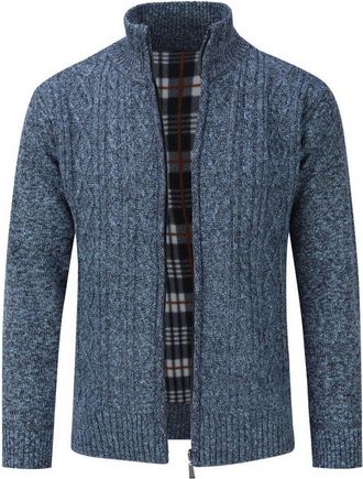 AlltheMen Cardigan mit Stehkragen Herren Strickjacke mit reißverschluss