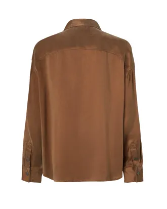 Pinko Womens Shirt Careser Coffee Liqueur Brown Brown-Coffee Cupro Viscose