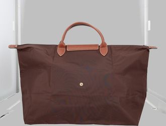 Longchamp Womens Travel Bag Le Pliage Original Brown Nylon Handbags Hand