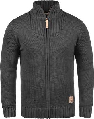 Solid SDPoul Homme Veste en Tricot Cardigan Pull à Mailles épaisse avec col Montant Regular Fit, Taille:2XL, Couleur:Dark Grey Melange (8288)