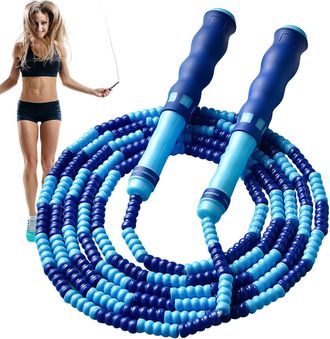 Generico Springseil mit Perlen, Springseil f&uuml;r Kinder, 2,4 m, Trainingsausr&uuml;stung mit ergonomischen Griffen f&uuml;r Fitnessstudio, Schule und Fitness