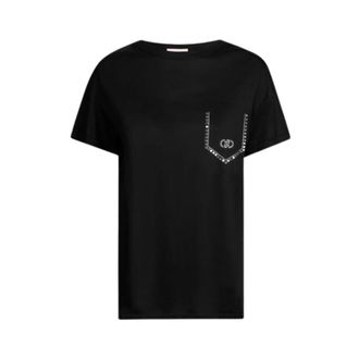 Liu Jo Kurzarm-Baumwoll-T-Shirt - - Tops - Damen - Schwarzk - XS