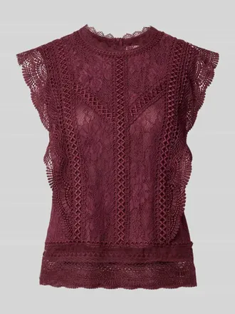 Vera Mont Slim Fit Bluse aus Viskose-Mix mit Allover-Spitzenbesatz
