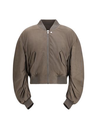 Rick Owens Mens Bomber Jacket Secchia Flight Lambskin Dust