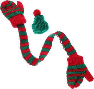 SOLUSTRE Mini Gestrickter Schneemann Hut und Schal Robuste Weihnachtsdeko für Puppen Weinflaschen Christbäume Vielseitig Einsetzbar Rot Weiß Kompakt und Flexib