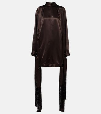 Ferragamo Robe en satin &agrave; franges