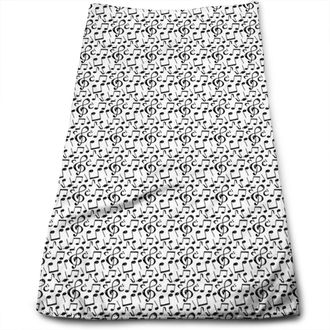 DJNGN Handtuch mit Musikmotiv für Badezimmer, Zuhause, Küche, Geschirrtücher Muster mit Musiknoten und schönen Künsten Schwarz und Weiß, 38