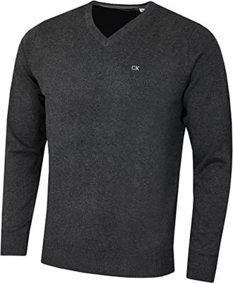 Calvin Klein Pull à col en V en Coton Doux pour Homme - Charcoal - XXXXL