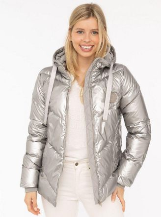 Zwillingsherz Steppjacke Zwillingsherz gl&auml;nzend, Kapuze, Herzchen-Pr&auml;gung am R&uuml;cken
