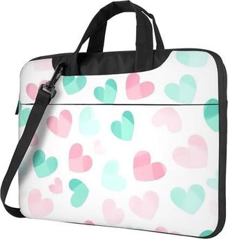 Generic Sac romantique pour ordinateur portable de 15,6 pouces avec bandouli&egrave;re - Motif coeurs color&eacute;s - Housse de protection antichoc pour ordinateur portabl