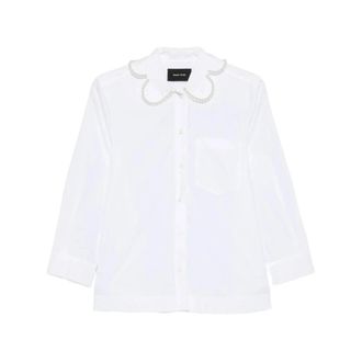 Simone Rocha Perlenbesetztes Cropped Shirt - - Blouses & Shirts - Damen - Wei&szlig; - 3XS