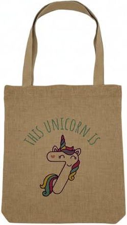 Fabulous Sac Shopping Tote Bag Aspect Lin - This Unicorn is 7 Celebration Birthday Party Gift Magical Fantasy - Sac de Courses Toile Epaisse 360g Beige Naturel