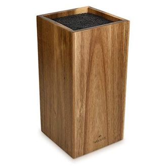 Navaris Porte-Couteaux en Bois - Bloc de Rangement &agrave; Couteau Universel en Acacia 24 x 12 x 12 cm - Bloc Couteau de Cuisine Vide avec Tiges ABS