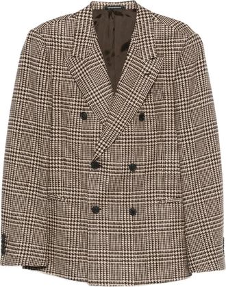 Emporio Armani Doppelreihiges Sakko mit Hahnentrittmuster - Braun