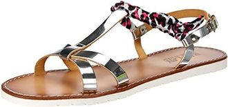 Replay Replay Easy Foulard Sandale, 3062 Silver Leopard Fuxia Fluo, 35 EU