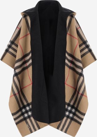 Burberry Womens Cashmere Cape Black-Archive Beige Capes Black/archive Jacket