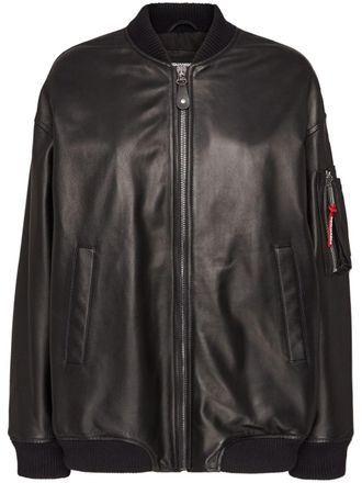Dsquared2 veste bomber en cuir à fermeture zippée - Noir