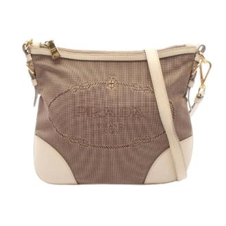 Prada Sac bandouli&egrave;re Pre-owned en toile et cuir Logo Jacquard - Femme - Pre-owned - Beige - Taille: ONE Size