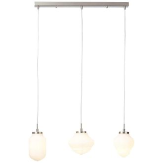 Brilliant Lampe Tanic Pendelleuchte 3flg nickel/matt weiß | 3x C35, E14, 25W, geeignet für Kerzenlampen (nicht enthalten) | Skala A++ bis E | In der Höhe einste