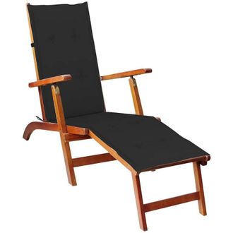 vidaXL Liegestuhl mit Fußstütze und Auflage Akazie Massivholz - Vidaxl