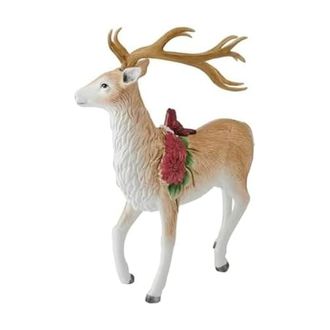 Fitz and Floyd Weihnachtsstern Feiertags-stehender Hirsch Keramikfigur, weihnachtlicher dekorativer Akzent f&uuml;r saisonale Heimdekoration, 41 cm