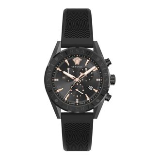 Versace Homme, Accessoires, Noir, Taille: ONE Size Montre chronographe avec bracelet en silicone
