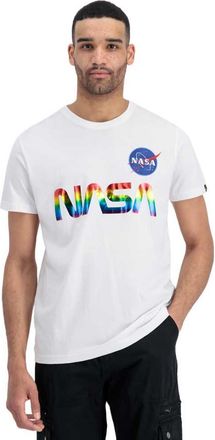 Alpha Industries Herren NASA Refl T-Shirt, White/Metal Red, XXL