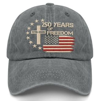 Generic US 250 Years Freedoms 1776-2026 250e anniversaire brod&eacute; casquette de baseball cool pour grand-m&egrave;re, Pigment gris, Taille unique