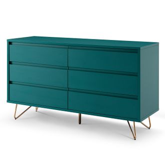 Salesfever home24 Kommode Belfield 120 x 70 x 40cm Blau/Blau/Gold