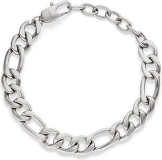 s.Oliver Herren Bracelet - Armband aus geb&uuml;rstetem Edelstahl - Silber - Figaro verstellbar bis 22 cm - wasserfest & hautfreundlich