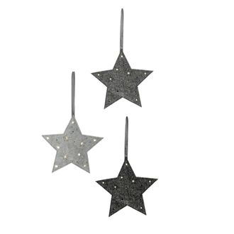 Meinposten Weihnachtsstern Filz 3er Set 12 LED Stern grau anthrazit Weihnachtsbeleuchtung