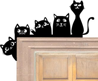 Generic Dekoration f&uuml;r Eckt&uuml;r, Katze, schwarz, rustikal, f&uuml;r den Rahmen oder das Fenster | Halloween-Wandkunst, wetterfest, lustige Katzen