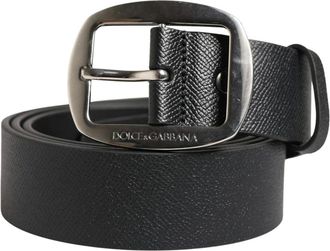 Dolce & Gabbana unisex, Accessoires, Noir, Taille: ONE Size Calf Leather Belt with DG Logo Buckle