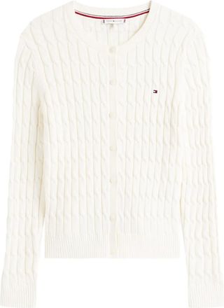 Tommy Hilfiger cardigan en maille torsadée à boutonnière - Blanc
