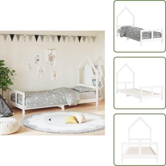 vidaXL The Living Store Kinderbett Wei&szlig; 80x200 cm Massivholz Kiefer - Kinderbett - Holzkinderbett - Kiefernholzbett - Wei&szlig;es Kinderbett - Jugendzimmer