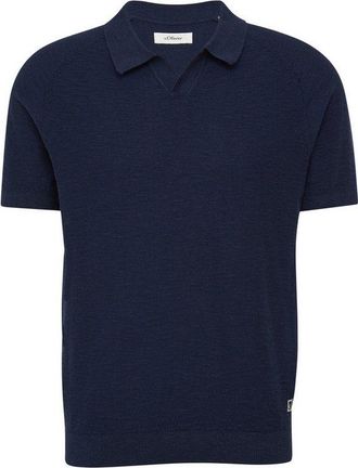s.Oliver Kurzarmshirt Strickpullover Gestricktes Poloshirt mit Flammgarnstruktur