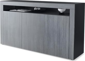 Vladon Sideboard Valencia, Made in Germany, Kommode mit 3 Türen und 1 offenem Fach, Schwarz matt/Avola-Anthrazit (155 x 92 x 40 cm)