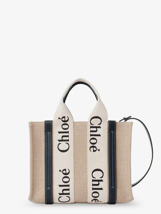 Chlo&eacute; Woody linen canvas and leather crossbody bag - CHLOE - gender_Woman