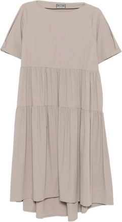 Herno Femme, Robes, Gris, Taille: 34 FR Tiered Short-Sleeve Midi Dress