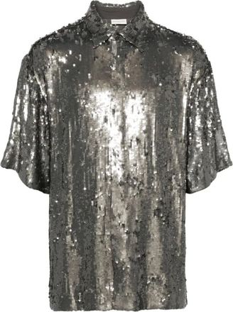 Dries Van Noten Homme, Chemises, Gris, Taille: S Cassidye Embellished Shirt