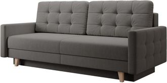 Selsey Verat - Schlafsofa mit Stauraum und Easy-Clean Veloursbezug, Dunkelgrau - Selsey